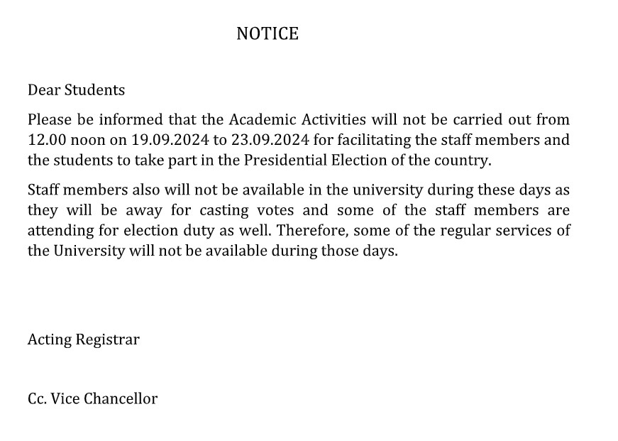Student Notices | Uva Wellassa University