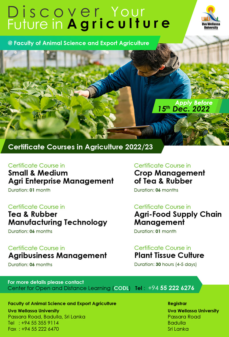 Short Courses Offered by Faculty of Animal Science and Export ...